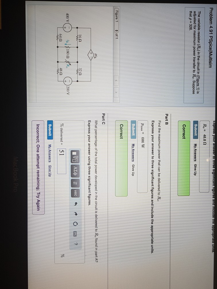 Solved Problem 4.91 PSpice Multisim R, = 48.8 Ω The variable | Chegg.com