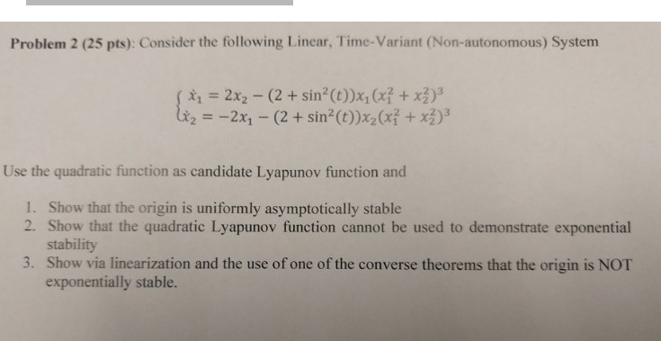 Solved Problem 2 (25 pts): Consider the following Linear, | Chegg.com