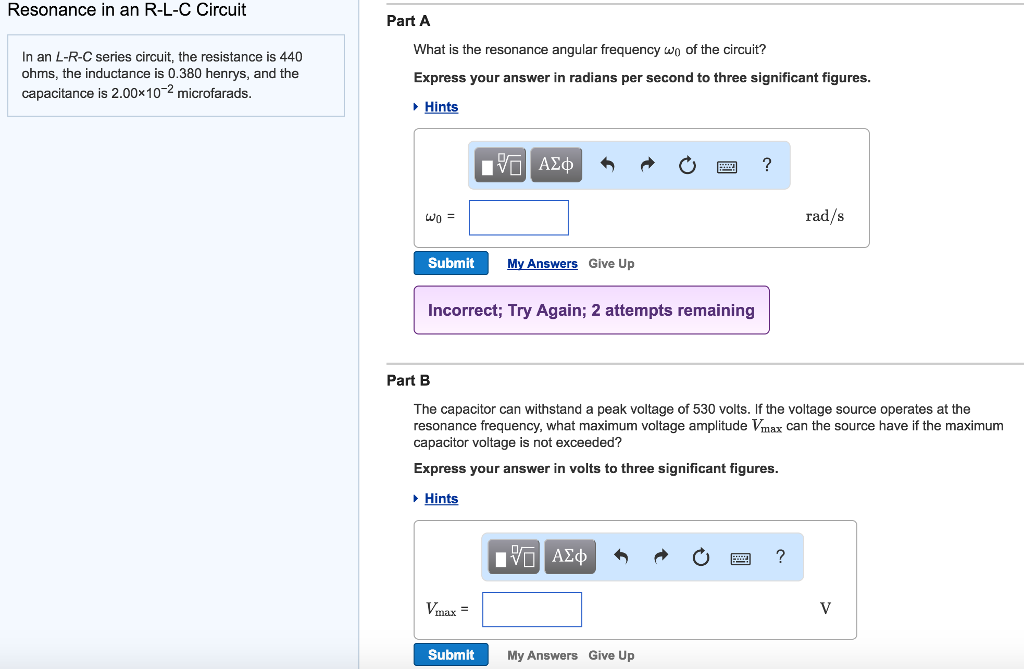Solved In an L-R-C series circuit, the resistance is 440 | Chegg.com