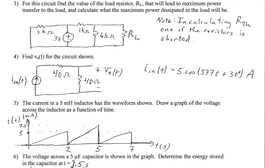 Solved 3) For this circuit find the value of the load | Chegg.com
