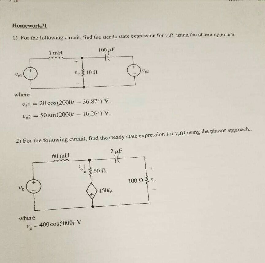Solved Homework#1 llowing circuit, find the steady state | Chegg.com