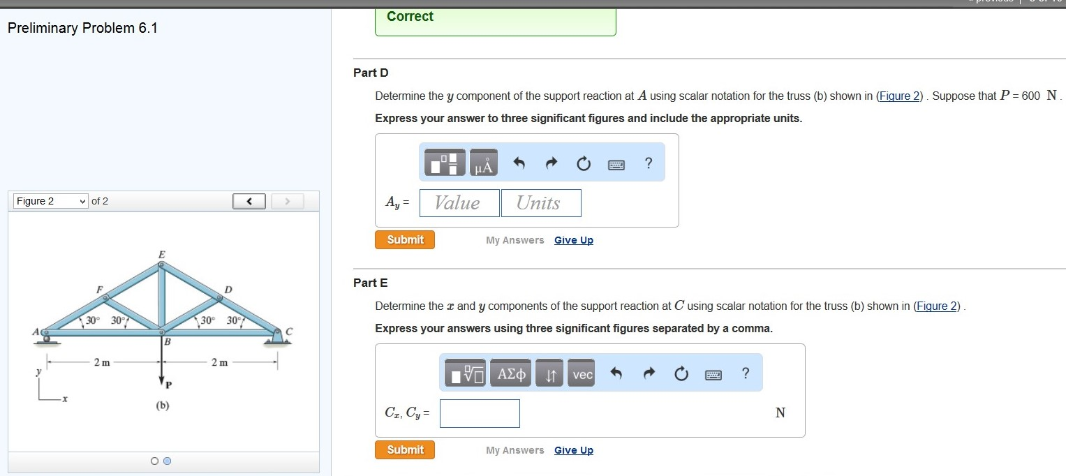 Solved Part A Determine the y component of support the | Chegg.com