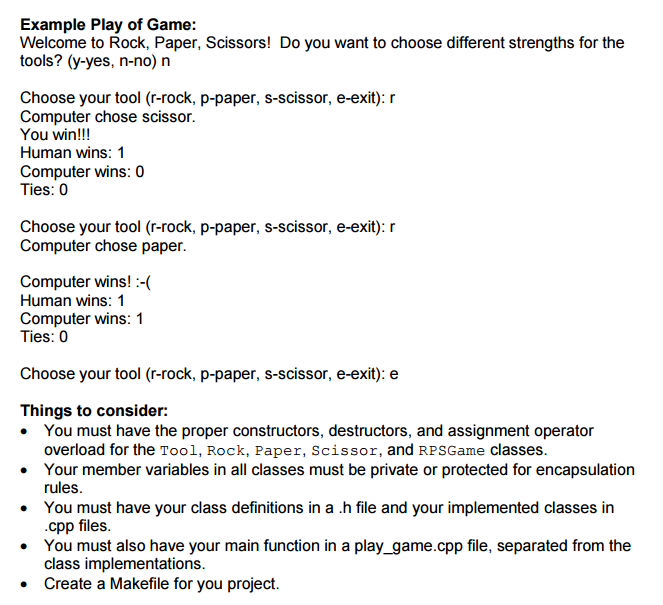 Solved C Inheritance Programming Rock Paper Scissors You