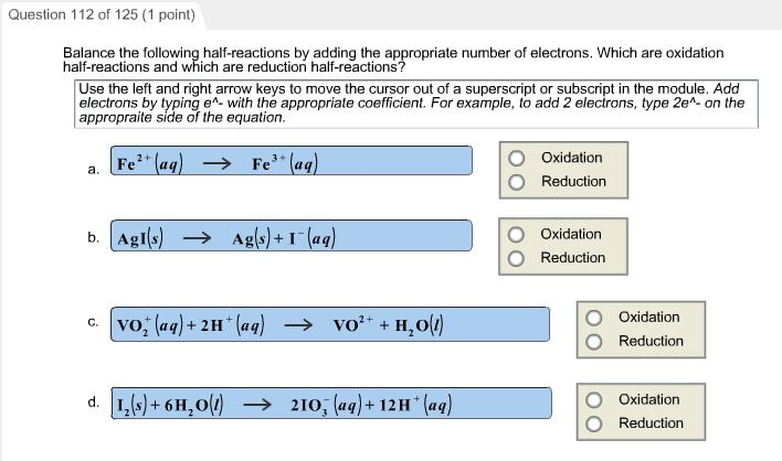 Solved Balance the following half-reactions by adding the | Chegg.com