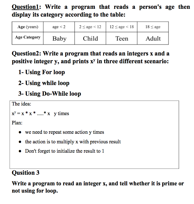 Solved Write a program that reads a person's age then | Chegg.com