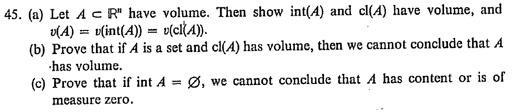 Let A R" have volume. Then show int(A) and cl(A) | Chegg.com