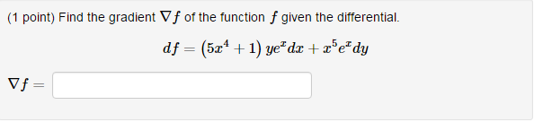 Solved Find the gradient f of the function f given the | Chegg.com