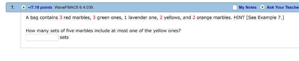 Solved A bag contains 3 red marbles, 3 green ones, 1 | Chegg.com