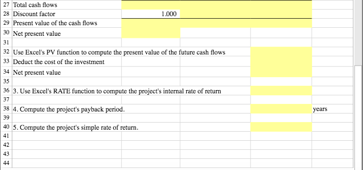 Comparison of Capital Budgeting Methods Excel FILE | Chegg.com