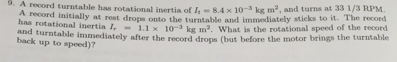 Solved A record turntable has rotational inertia of It = 8.4 | Chegg.com