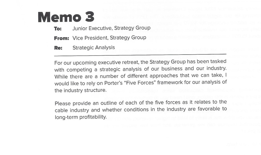 Solved Memo 3 To: Junior Executive, Strategy Group From: | Chegg.com
