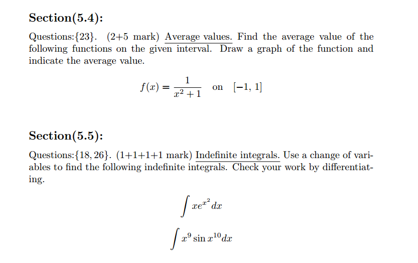 Solved Find the average value of the following functions on | Chegg.com