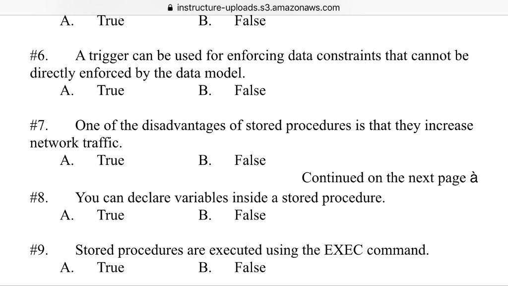 Solved a instructure-uploads.s3.amazonaws.com rue B. False | Chegg.com