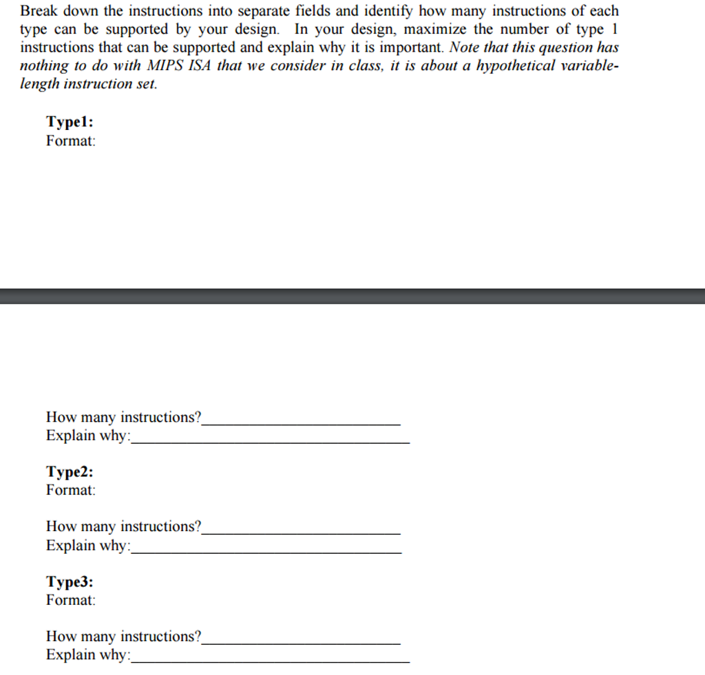 Solved Break down the instructions into separate fields and | Chegg.com