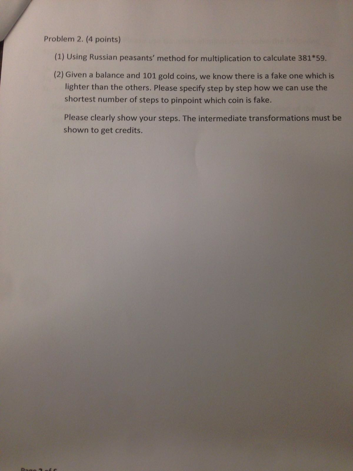 Solved Using Russian peasants' method for multiplication to | Chegg.com