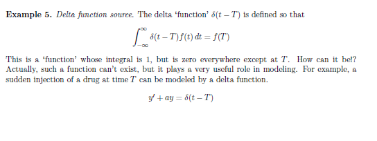 Solved Example 5. Delta fnetion source. The delta function, | Chegg.com
