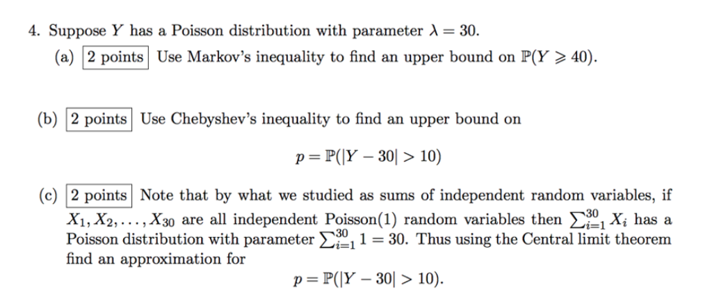Solved 4. Suppose Y has a Poisson distribution with | Chegg.com