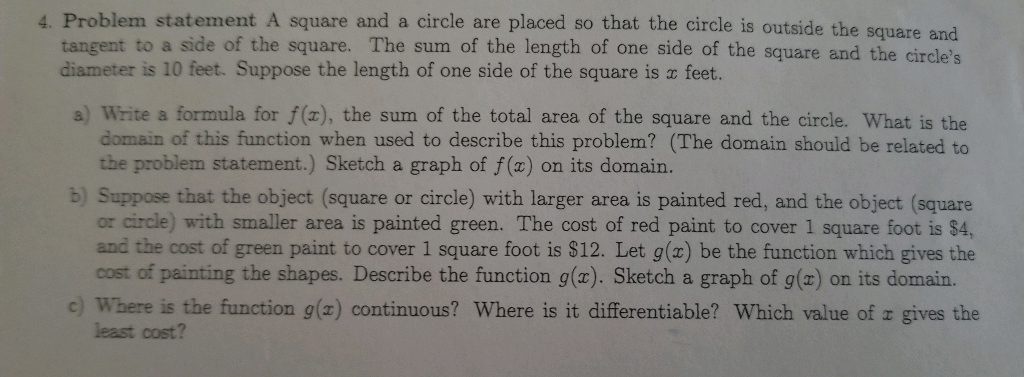 Solved 4. Problem statement A square and a circle are placed | Chegg.com