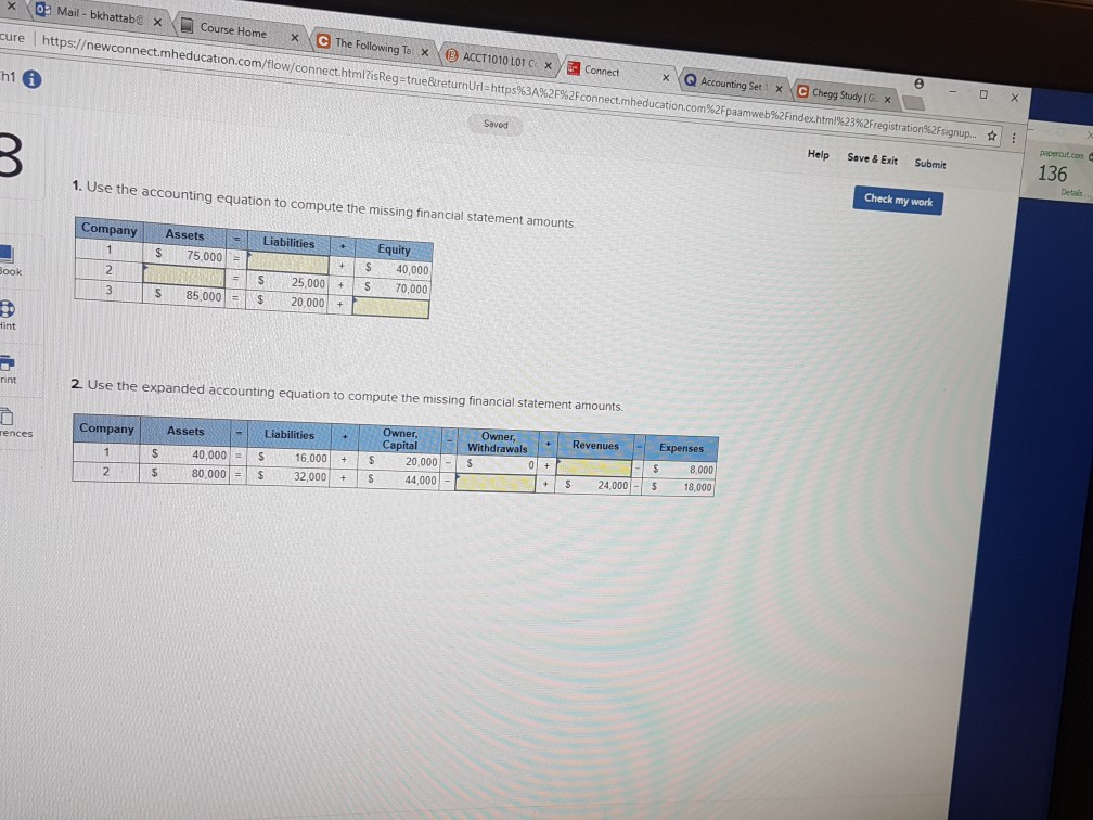 Solved Mail-bkhattabC × \ Course Home x e The Fol | Chegg.com