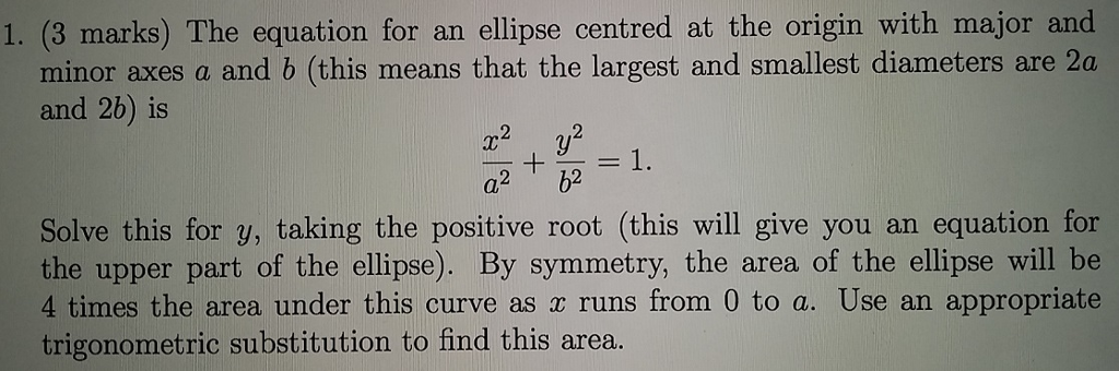Solved The equation for an ellipse centered at the origin | Chegg.com