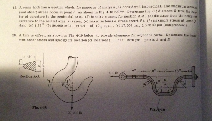 Solved 17. A crane hook has a section which. for purposes of | Chegg.com
