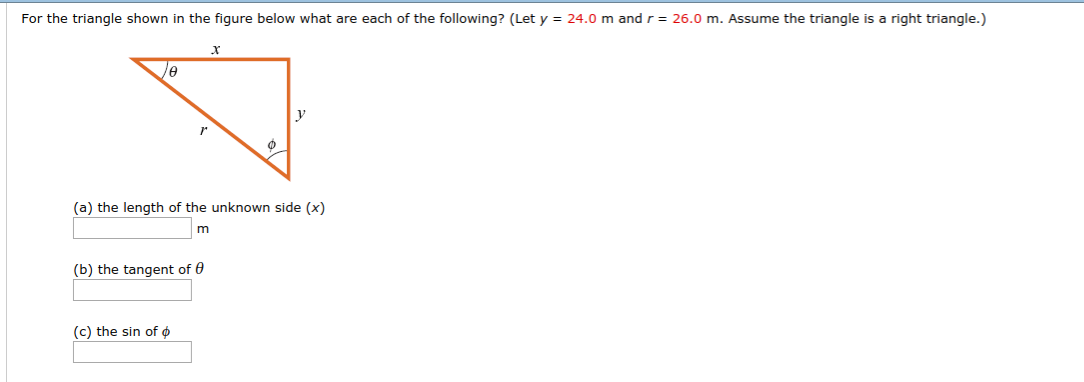 Solved For The Triangle Shown In The Figure Below What Are Chegg