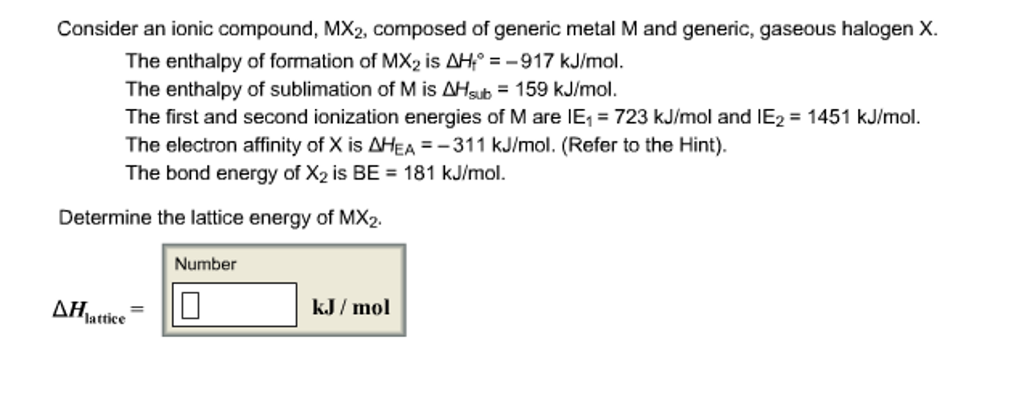 Solved Consider an ionic compound, MX2, composed of generic | Chegg.com