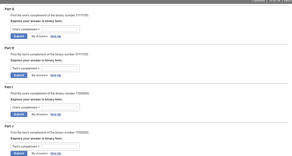 Solved P 7.19 Part A Find the one's complement of the binary | Chegg.com