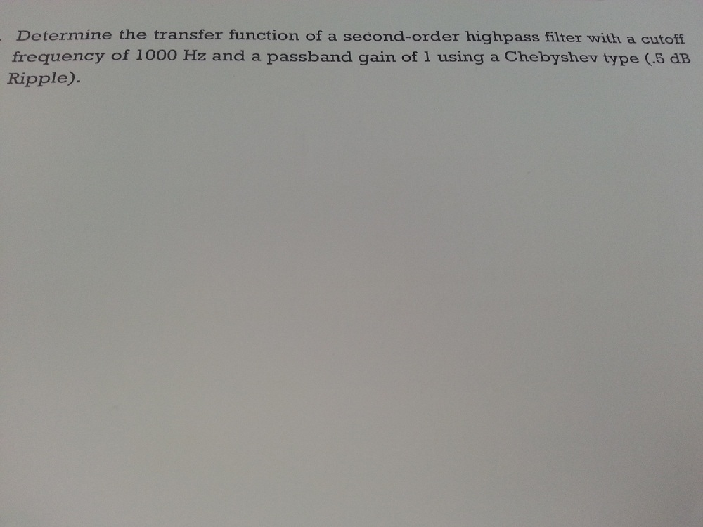 Solved Determine the transfer function of a second - order | Chegg.com