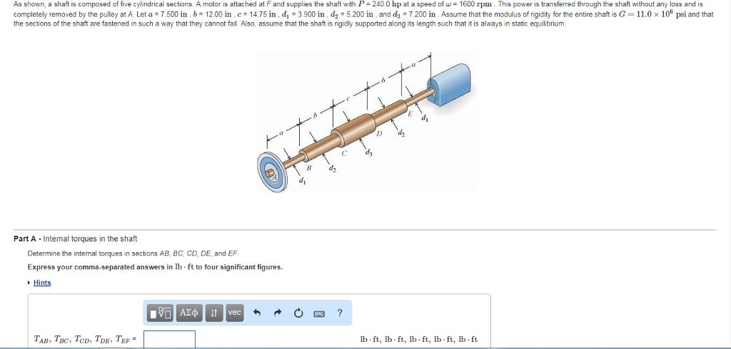 Solved As shown, a shaft is composed of five cylindrical | Chegg.com