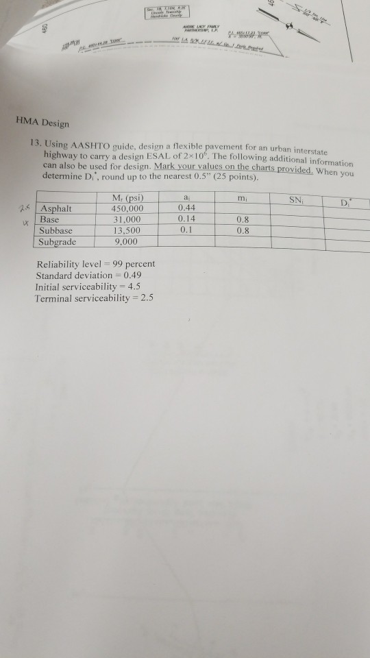 Solved HMA Design 13. Using AASHTO guide, design a flexible | Chegg.com