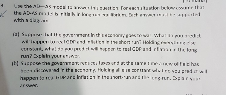 Solved 10 fHarRS 3. Use the AD-AS model to answer this | Chegg.com