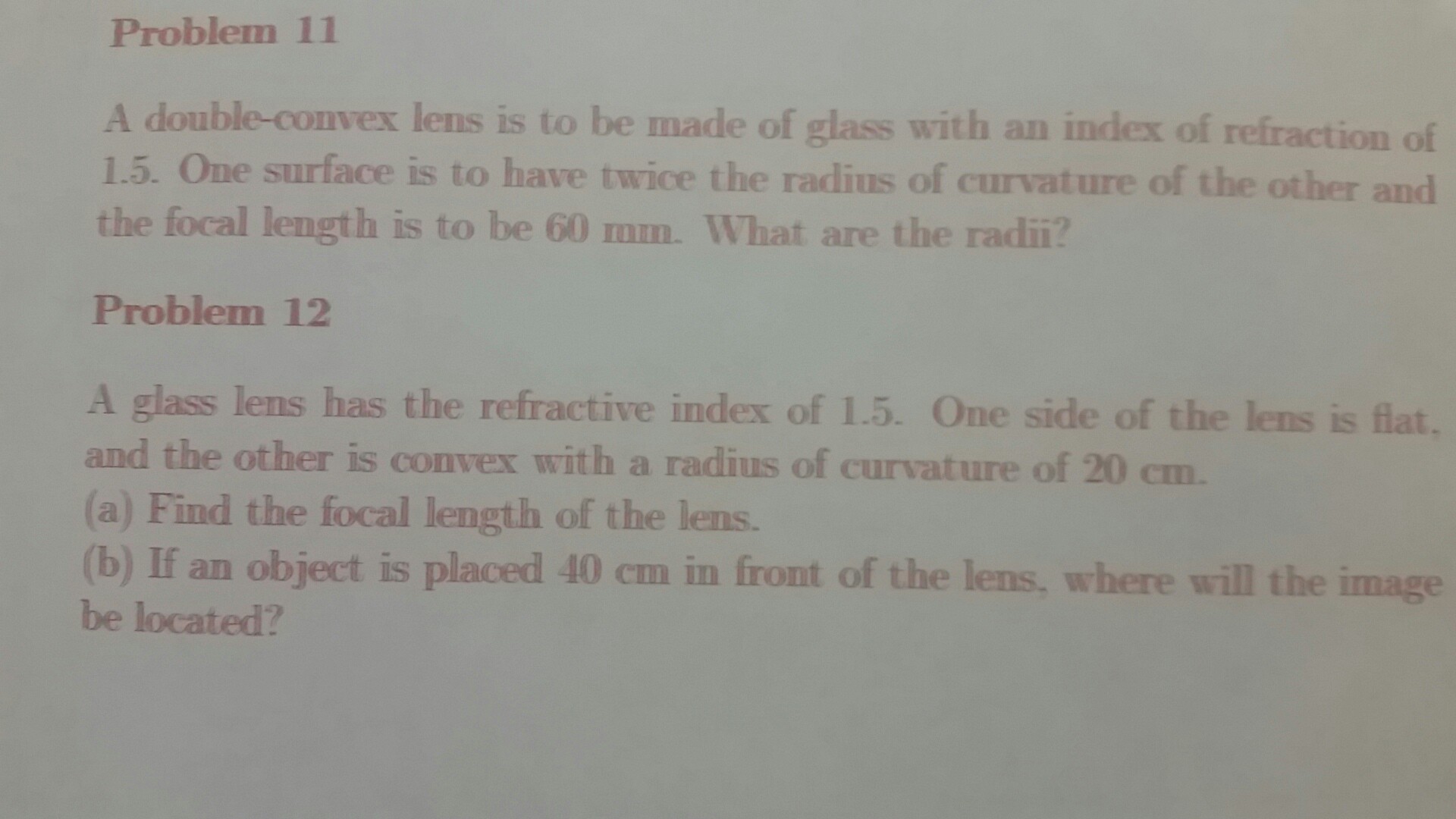 Solved Problem 11 A double-convex lens is to be made of | Chegg.com