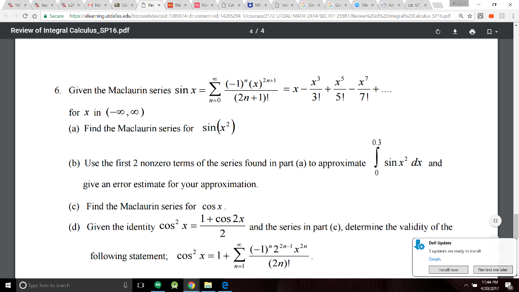 Solved ㄇ ㄨ - C ǜ Secure https://elearning utaallas.edu | Chegg.com