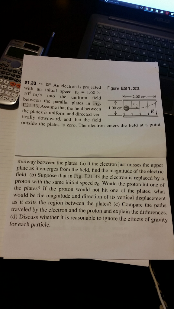 Solved An Electron Is Projected With An Initial Speed V 0