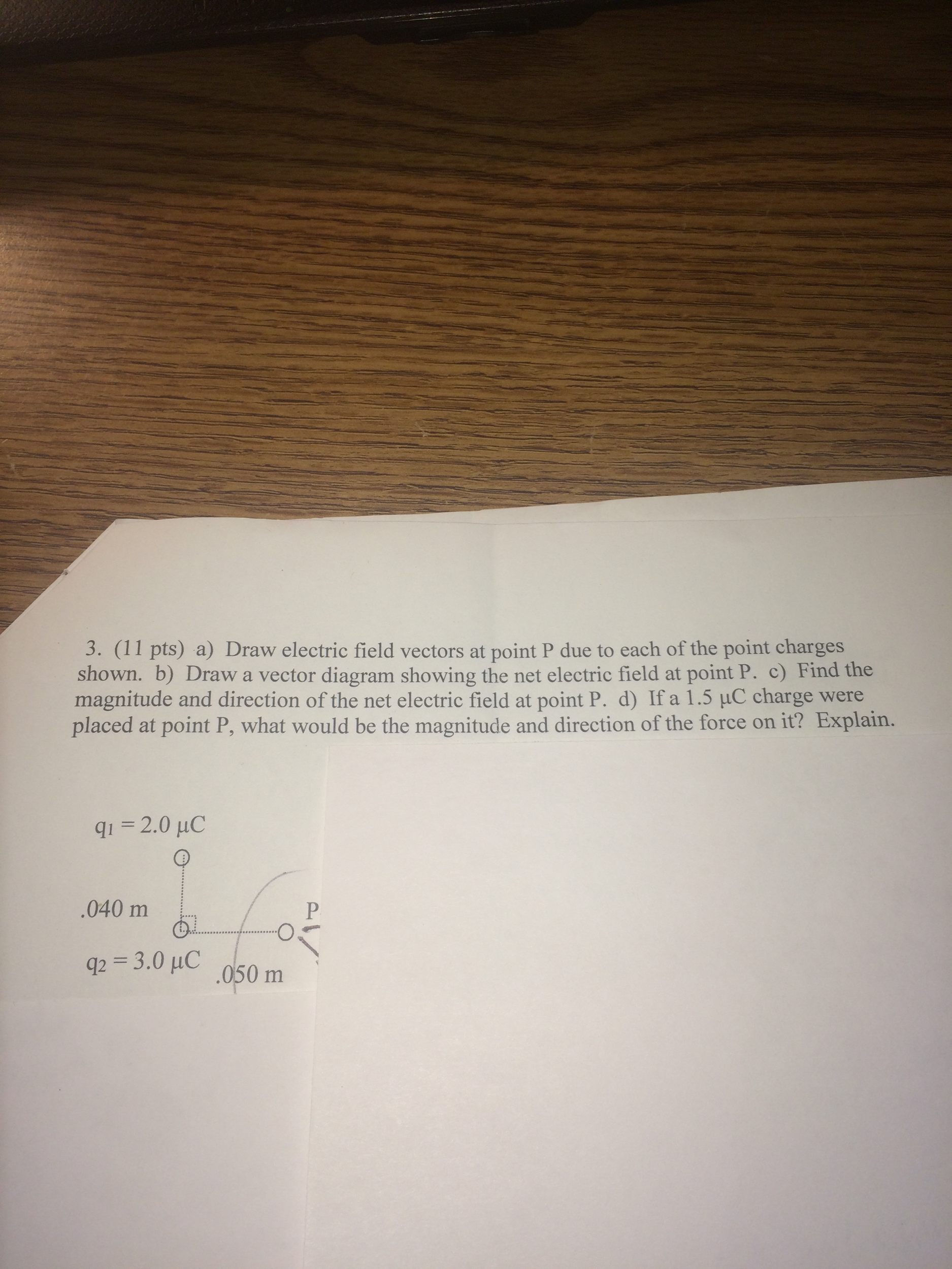 Solved Draw electric field vectors at point P due to each of | Chegg.com