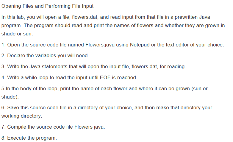 Solved Opening Files and Performing File Input n this lab, | Chegg.com
