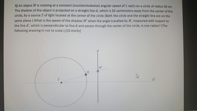 Solved 3) An object M is rotating at a constant | Chegg.com