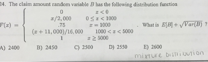 Solved 4. The claim amount random variable B bas the | Chegg.com