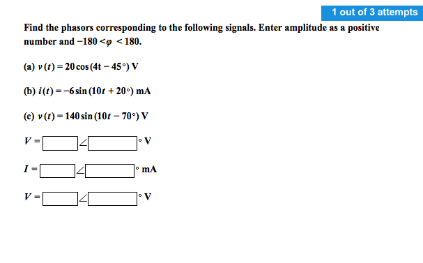 Solved Find the phasors corresponding to the following | Chegg.com