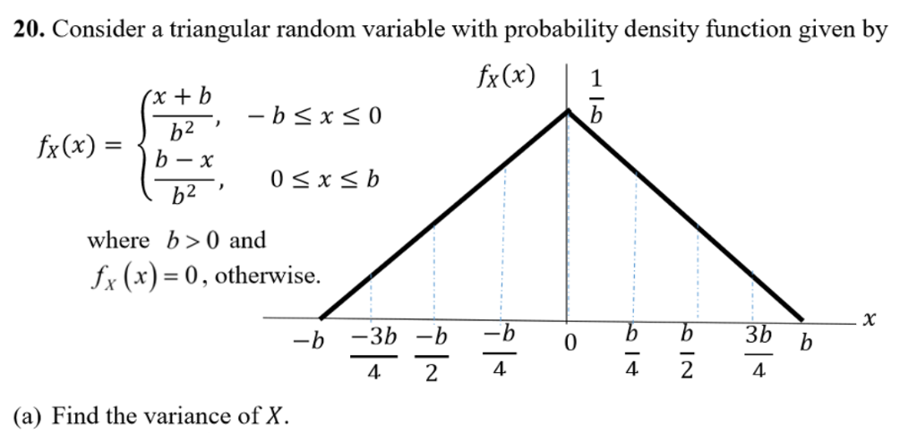 Solved 20. Consider a triangular random variable with | Chegg.com