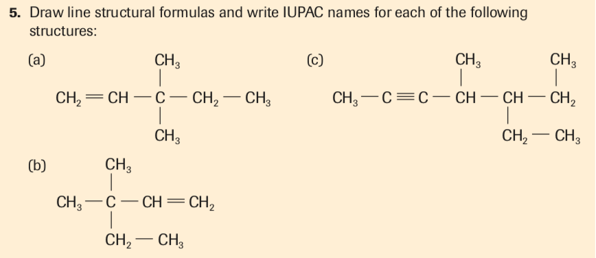 Solved 5. Draw line structural formulas and write IUPAC | Chegg.com