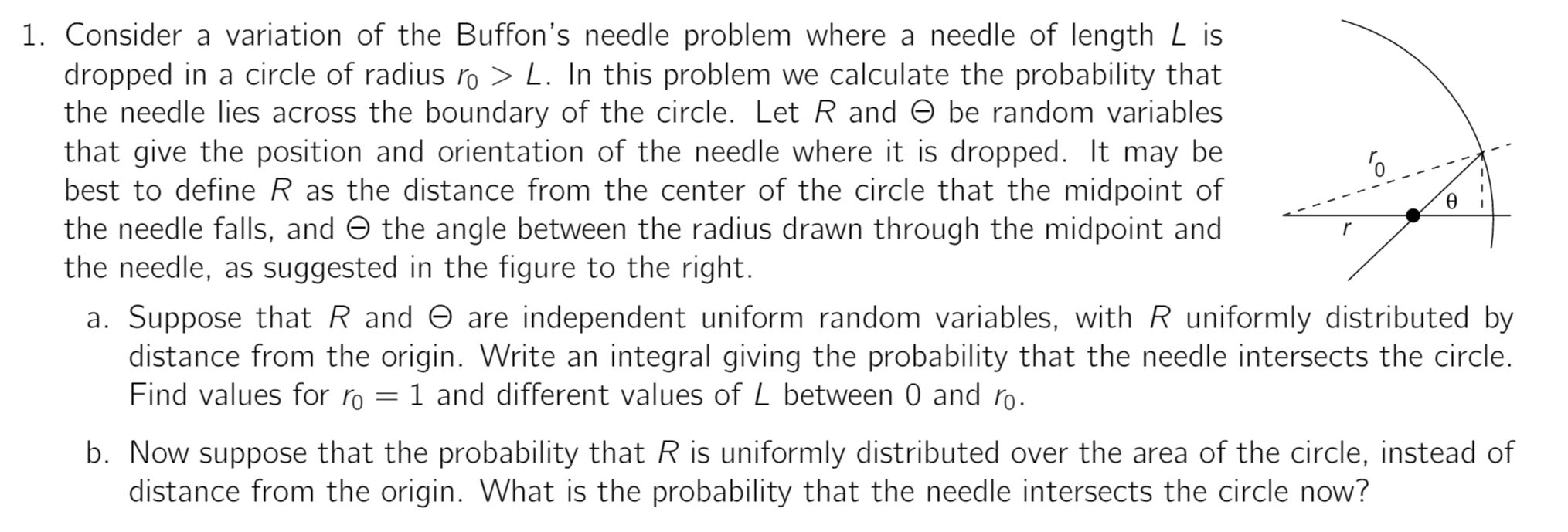 Solved Consider a variation of the Buffon's needle problem | Chegg.com