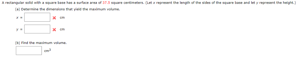 Solved A rectangular solid with a square base has a surface | Chegg.com