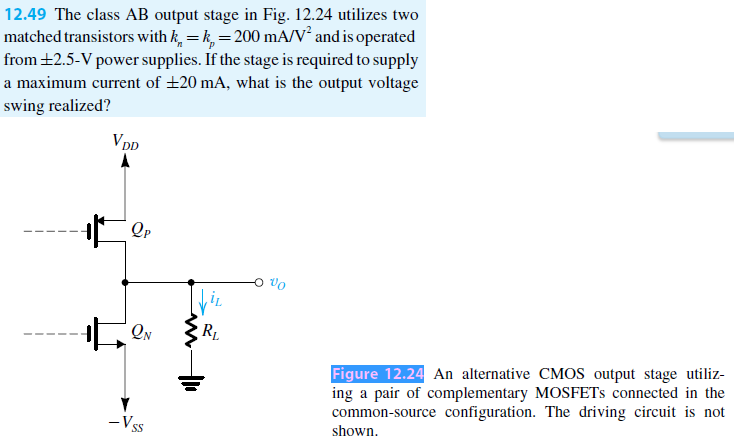 The class AB output stage in Fig. 12.24 utilizes two | Chegg.com