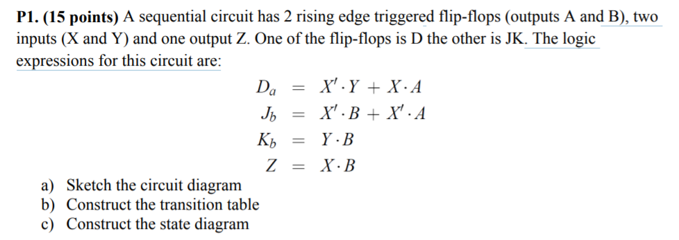 Solved PL (15 points) A sequential circuit has 2 rising edge | Chegg.com