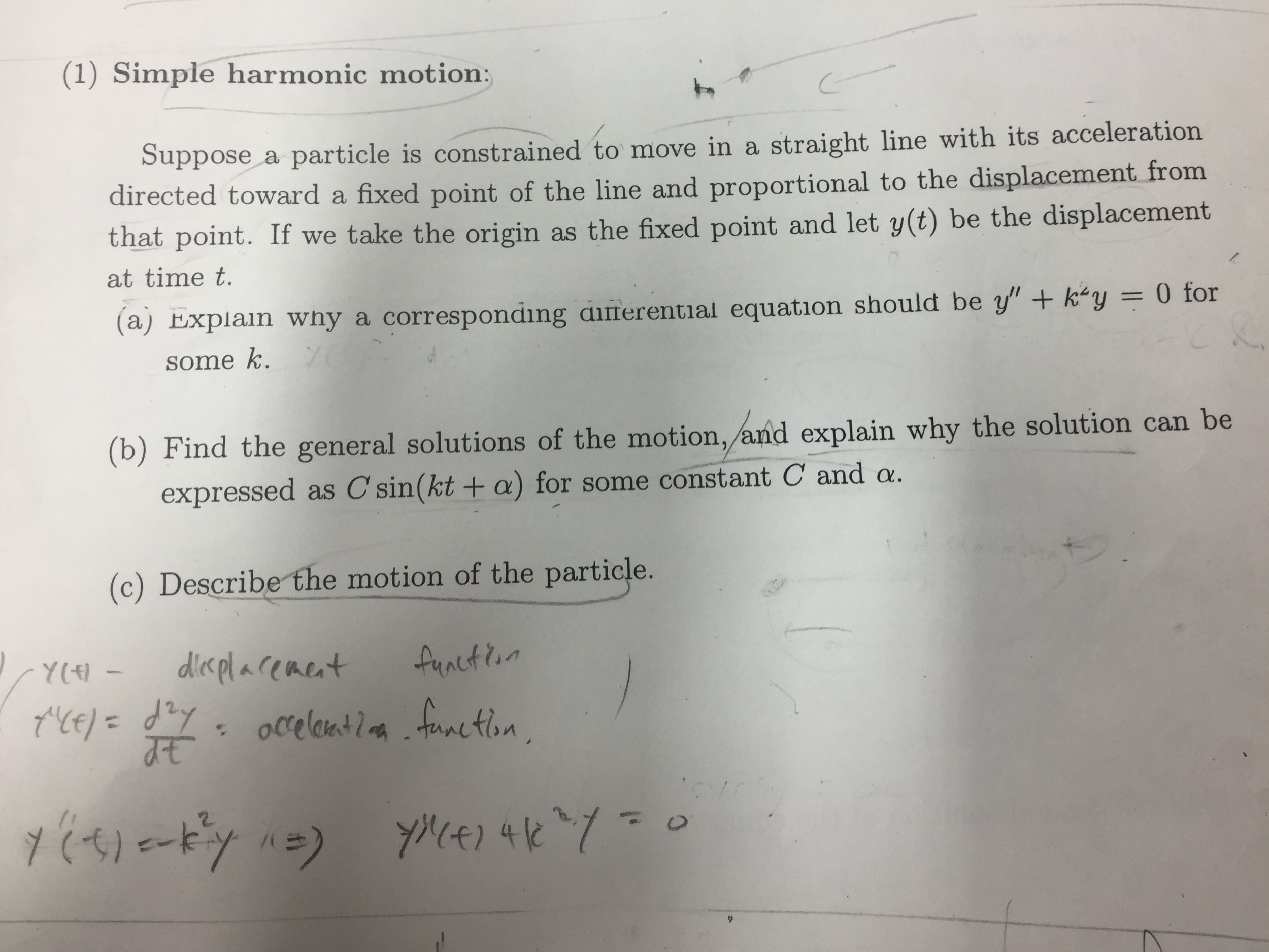 Solved Simple harmonic motion: Suppose a particle is | Chegg.com