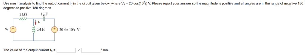 Solved Use mesh analysis to find the output current lo in | Chegg.com