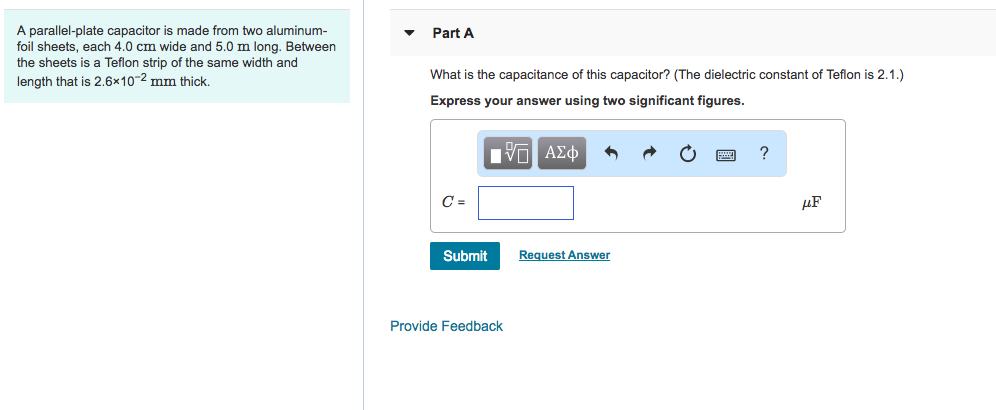 Solved A parallel-plate capacitor is made from two aluminum- | Chegg.com