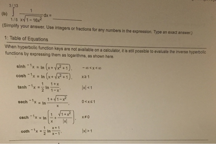 Solved 16. Evaluate the integral in terms of (a) inverse | Chegg.com